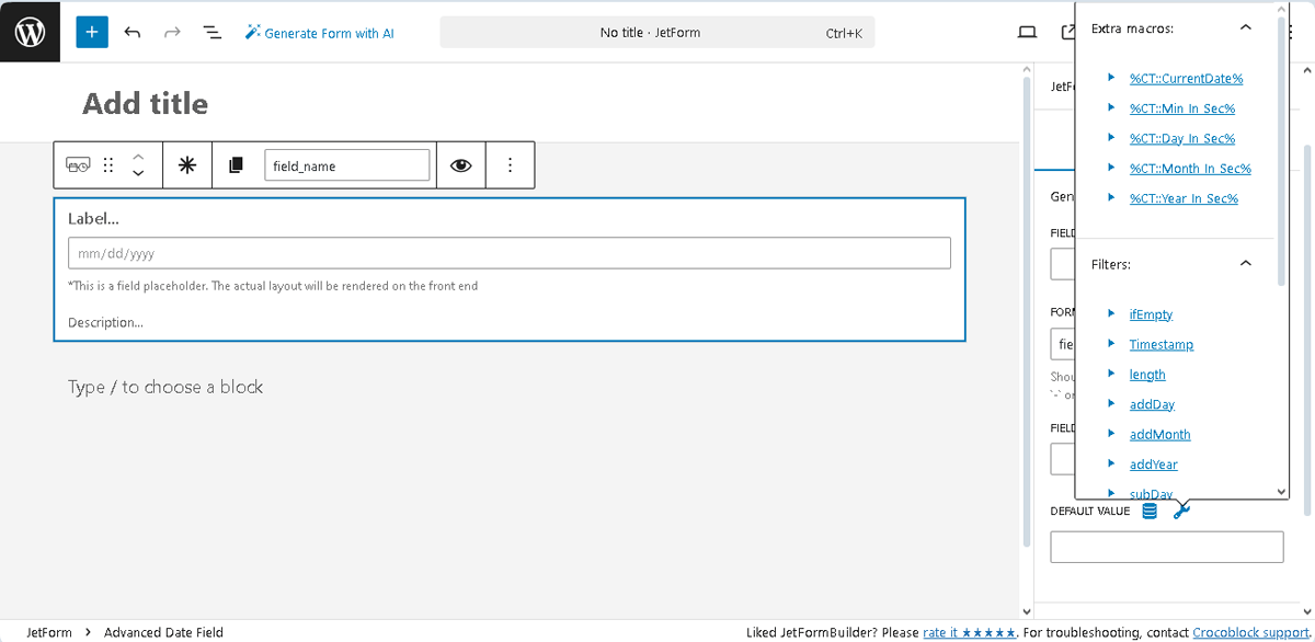 Advanced Date Field Overview — JetFormBuilder | Crocoblock