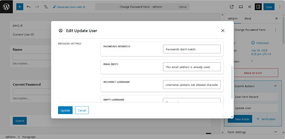 Update User Action Overview – JetFormBuilder | Crocoblock