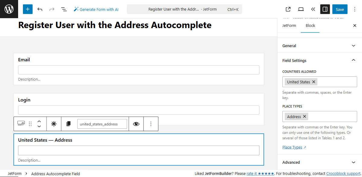 How to Configure the Address Autocomplete Field in the Form ...